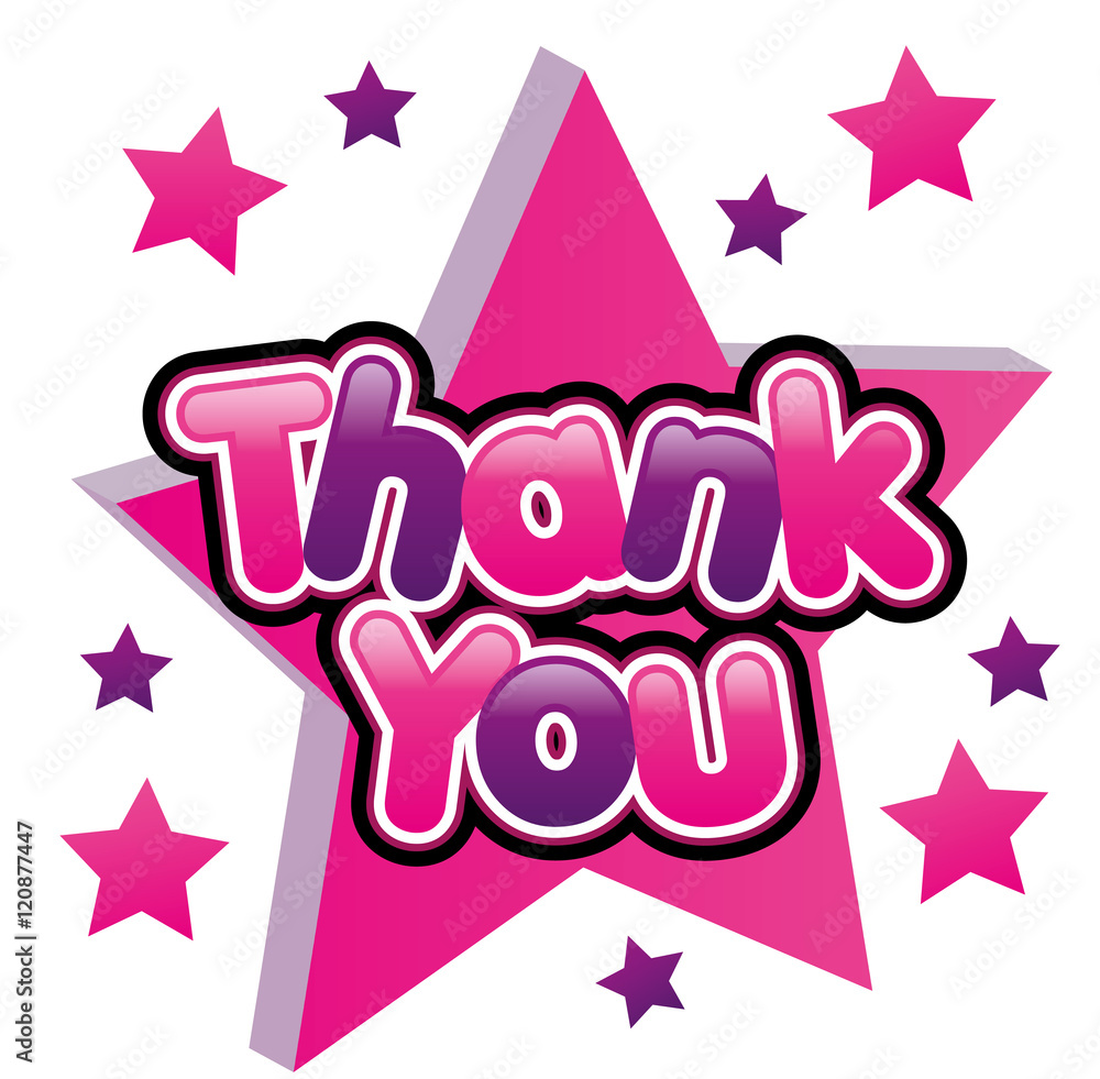 Thank you pink star Stock Vector | Adobe Stock