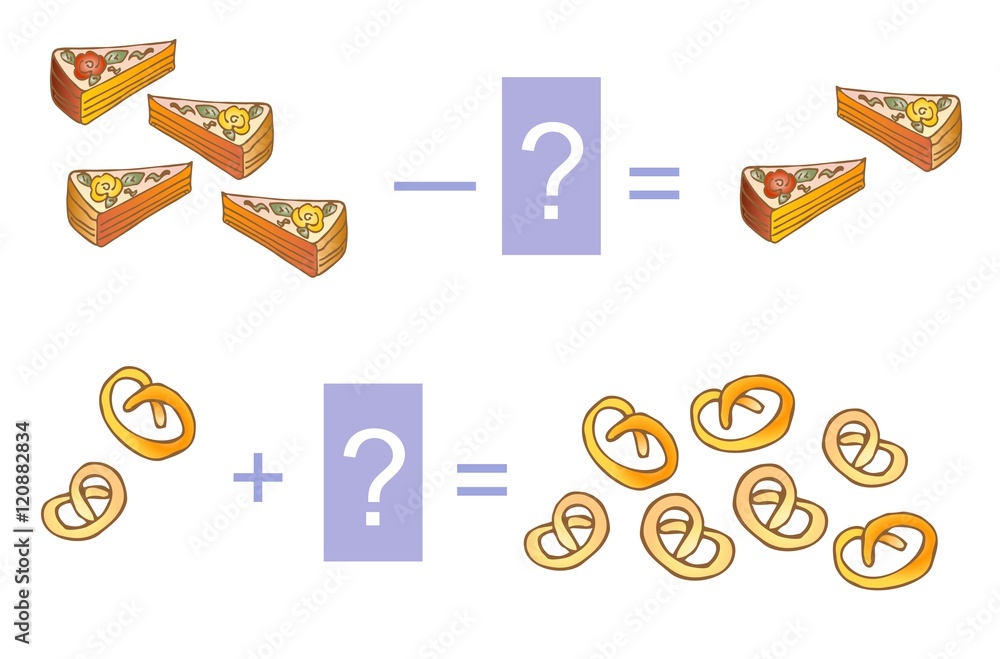 Educational game for children. Cartoon illustration of mathematical ...