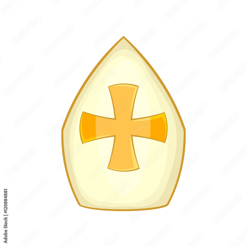 Pope hat icon in cartoon style isolated on white background vector ...