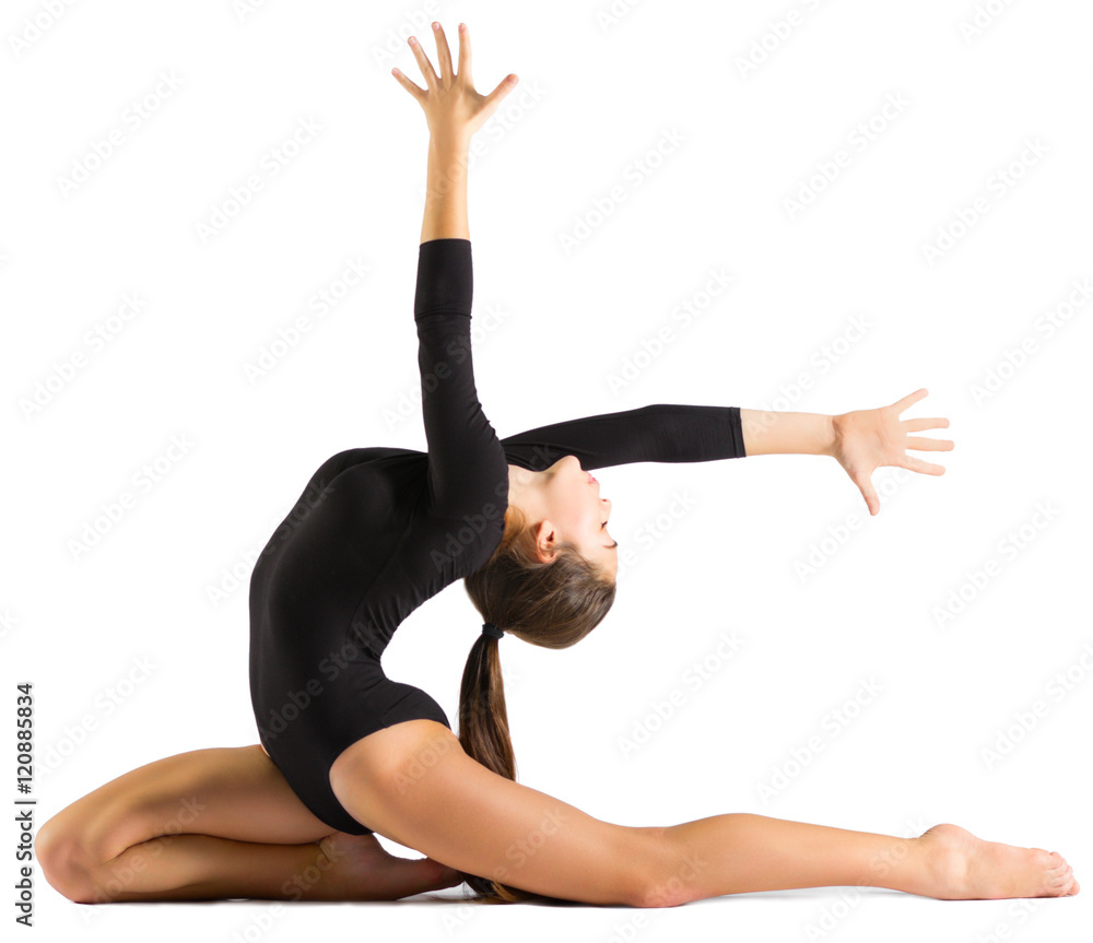 Young girl doing gymnastic exercises Stock-Foto | Adobe Stock
