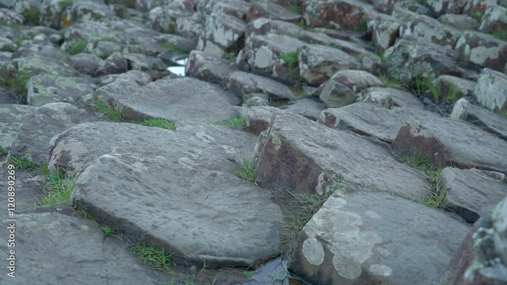 Closer look of the basalt rocks in Giants Causeway. The Giants Causeway ...