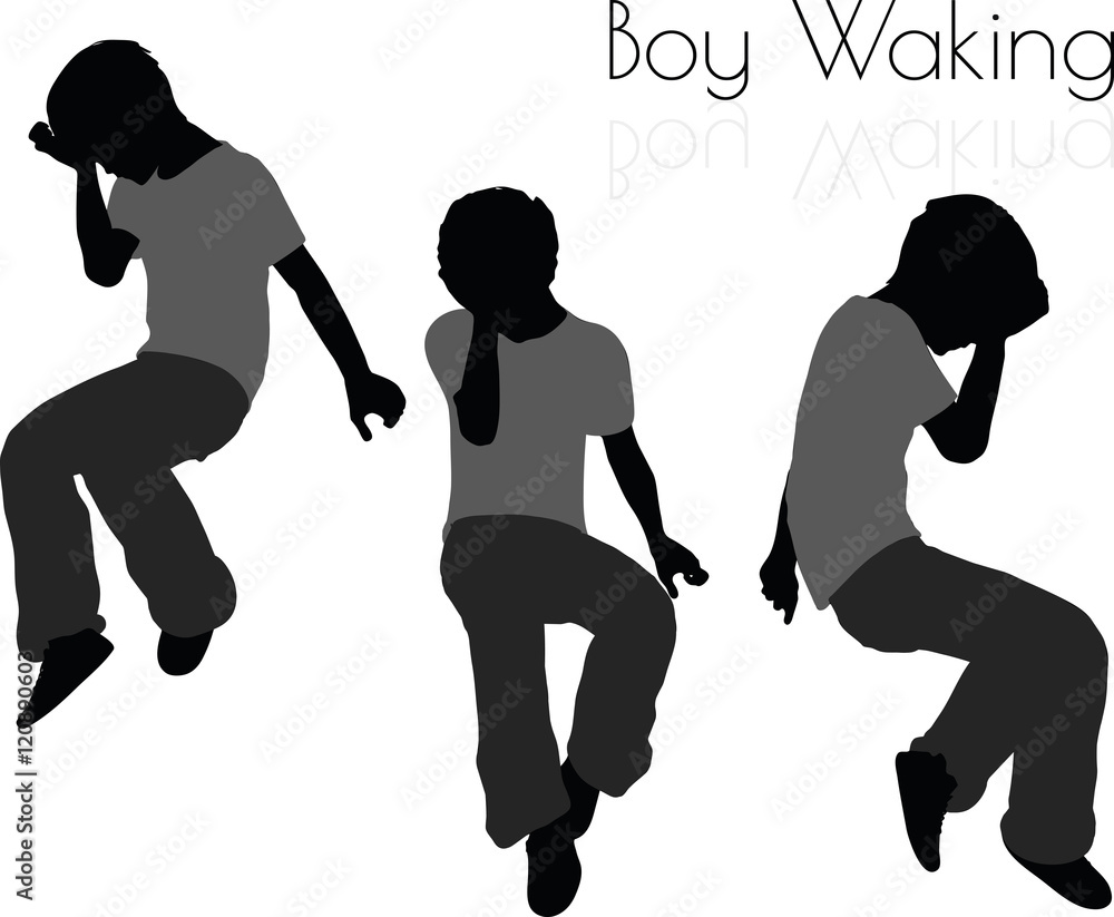 boy in Everyday Waking Up pose on white background Stock Vector | Adobe ...