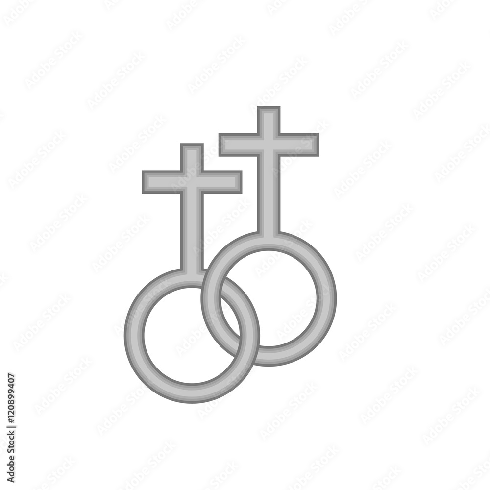Two female gender symbols icon in black monochrome style on a white ...