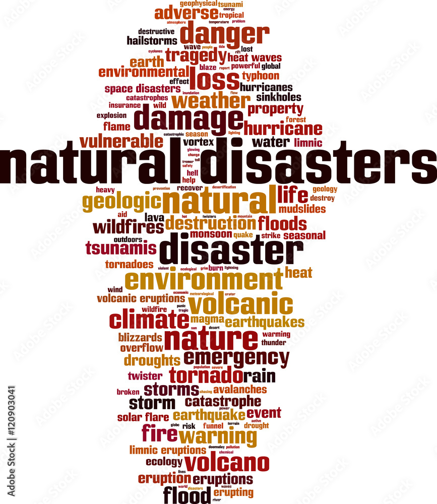 Natural disasters word cloud concept. Vector illustration Stock Vector ...