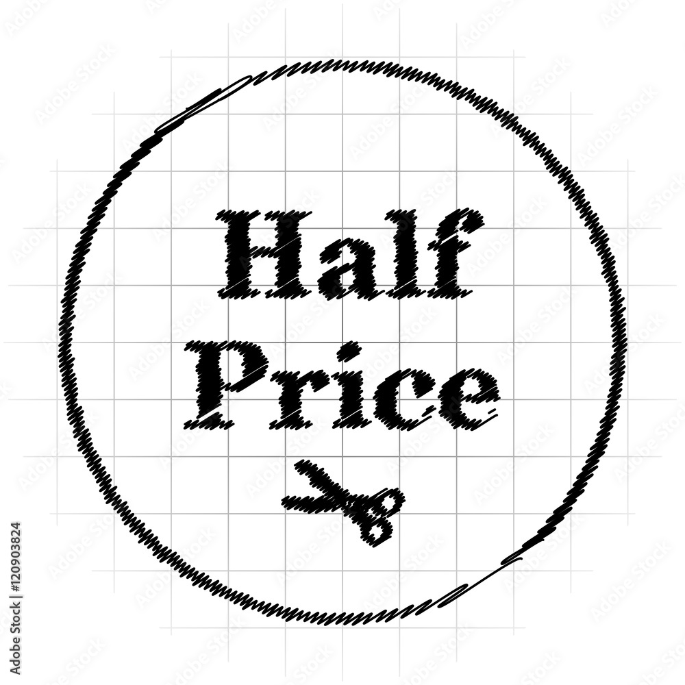 Half price icon Stock Illustration | Adobe Stock
