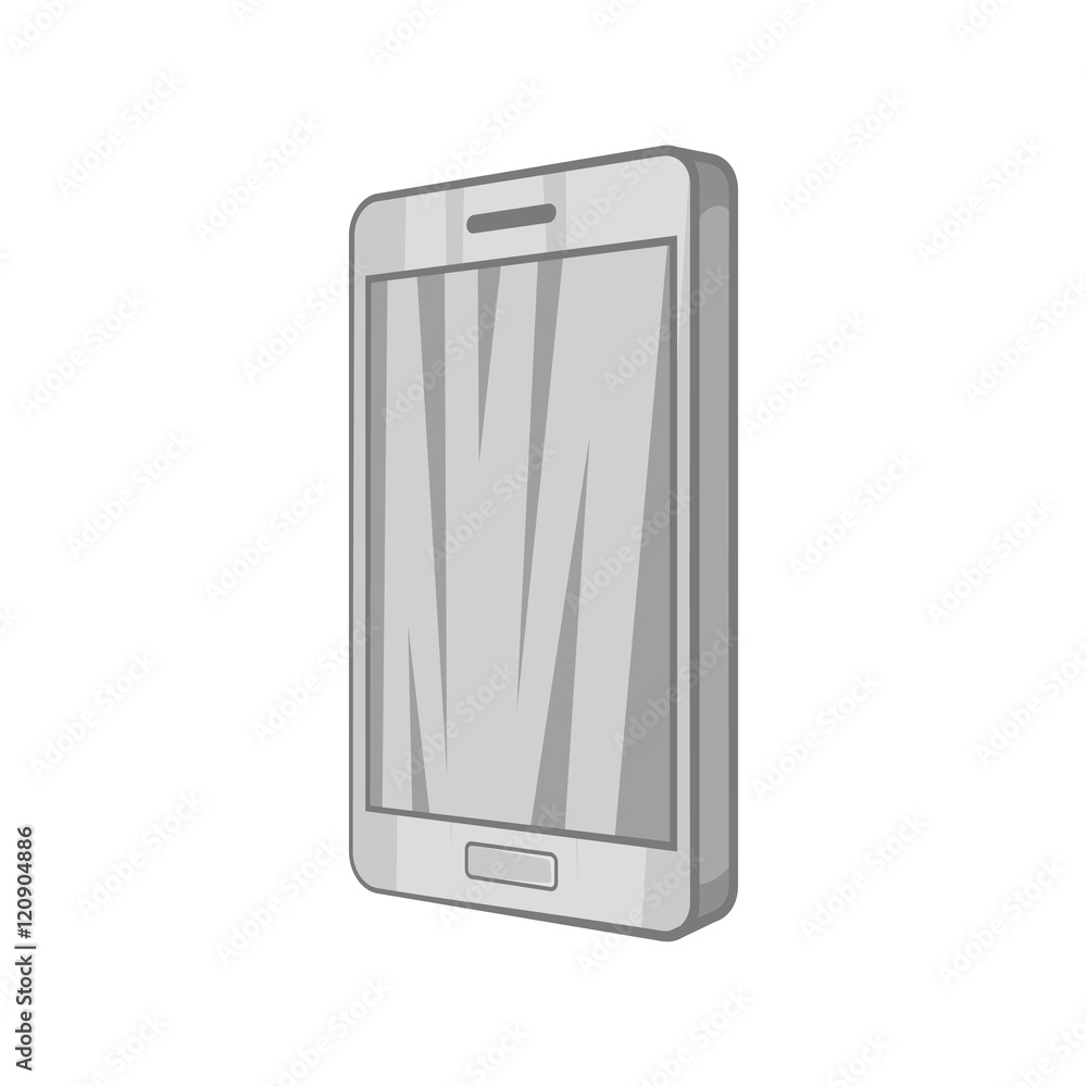 Mobile phone icon in black monochrome style isolated on white ...