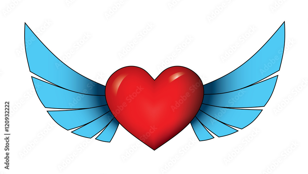 Flying Heart Vector Graphic Stock Vector | Adobe Stock
