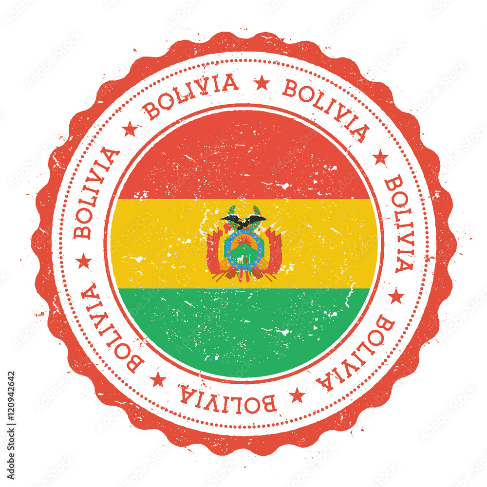 Grunge rubber stamp with Bolivia flag. Vintage travel stamp with ...