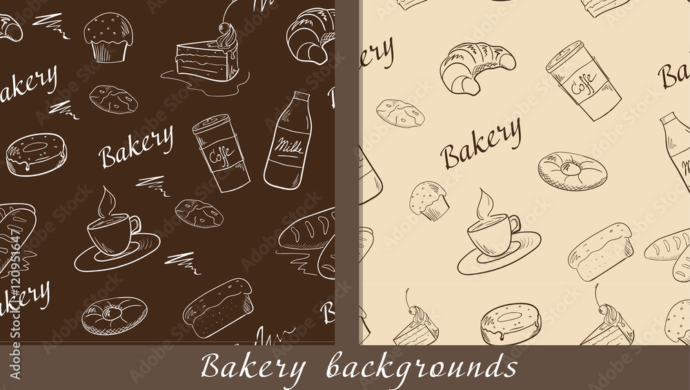 Set of beige bakery backgrounds. It can be used for design of bakery ...
