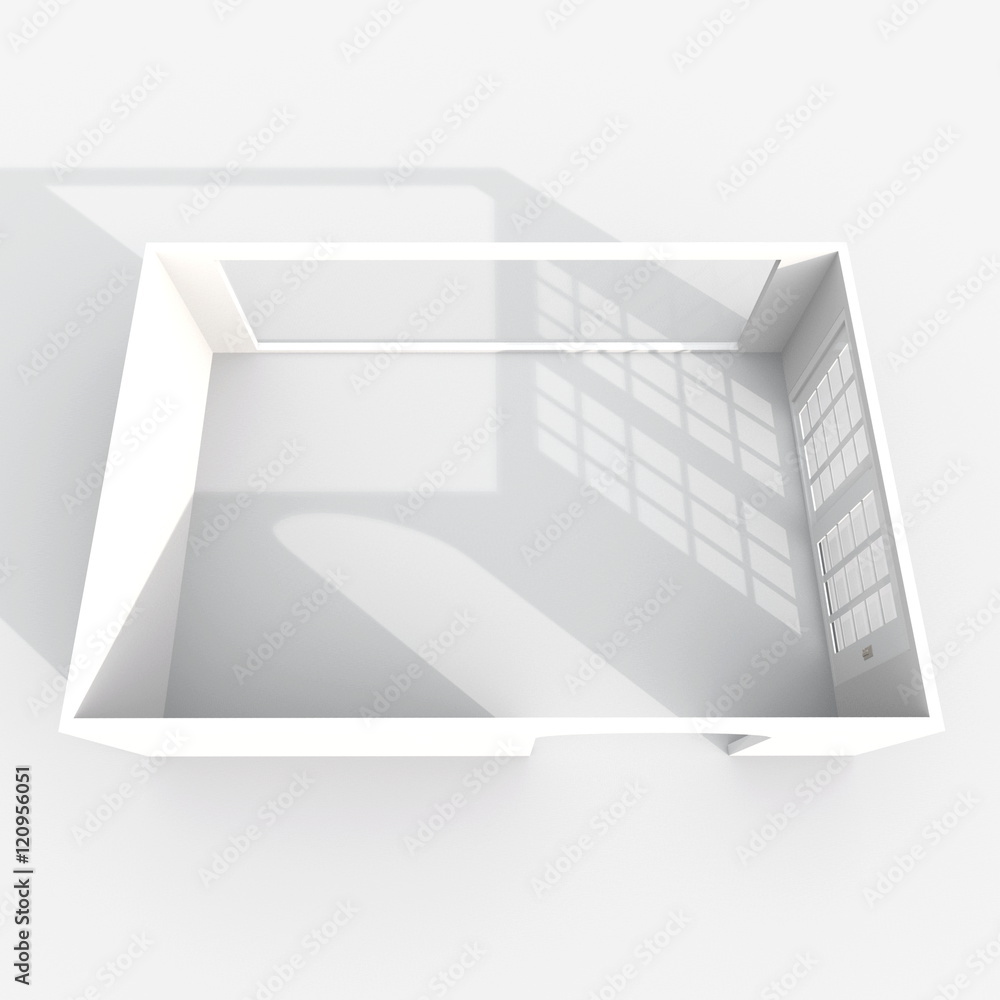 3d interior rendering of empty paper model room apartment Stock ...