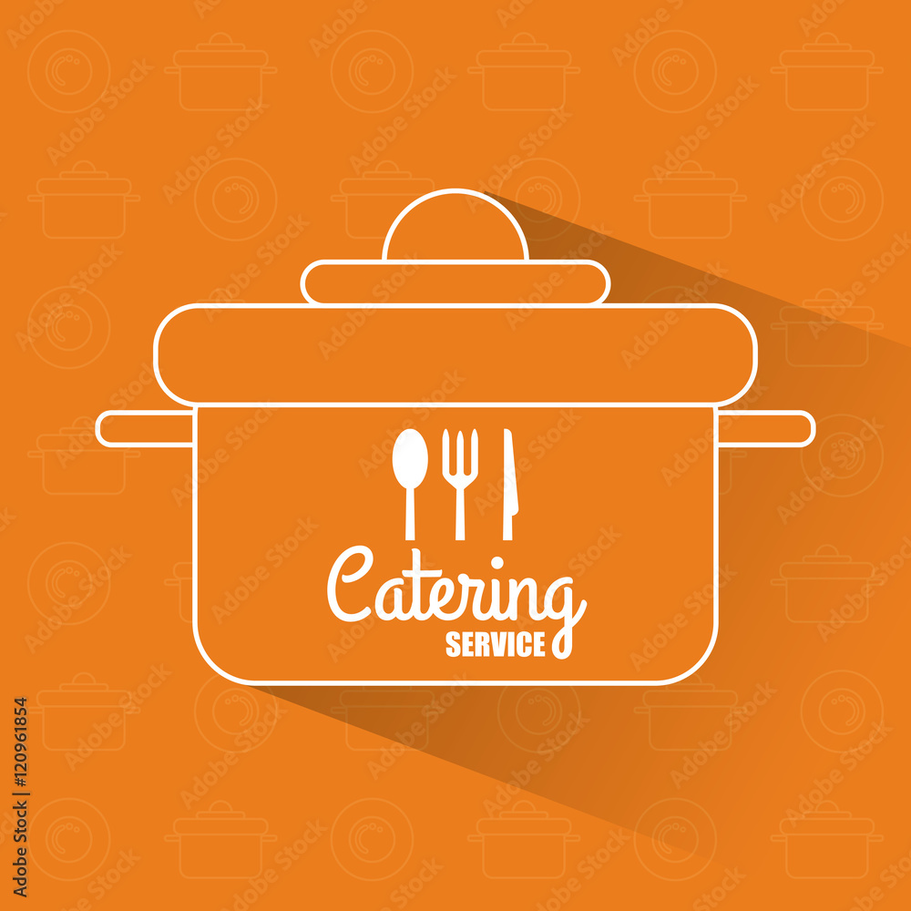 Fork spoon knife cutlery inside cooking pot icon. Catering service ...