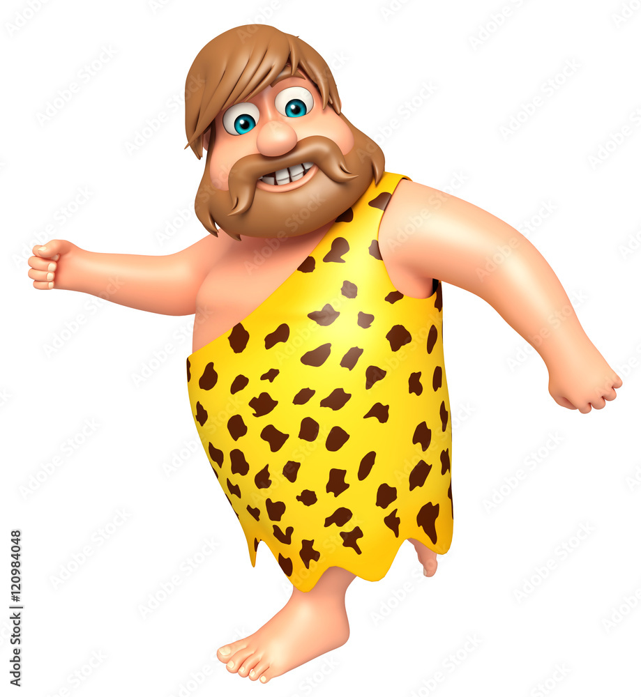 Caveman with Running pose ilustración de Stock | Adobe Stock