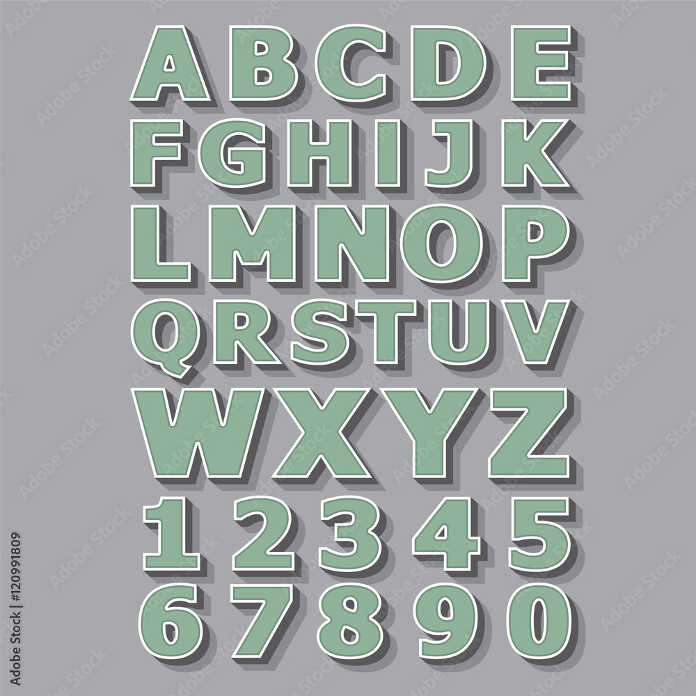 Vintage Style Alphabets And Numbers Set Vector Illustration Stock ...