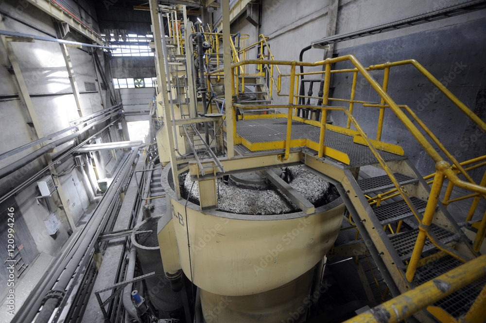 Mine blender crashing raw material in miner facility Stock-Foto | Adobe ...
