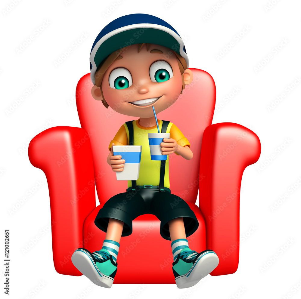 kid boy with Sitting on chair Stock Illustration | Adobe Stock