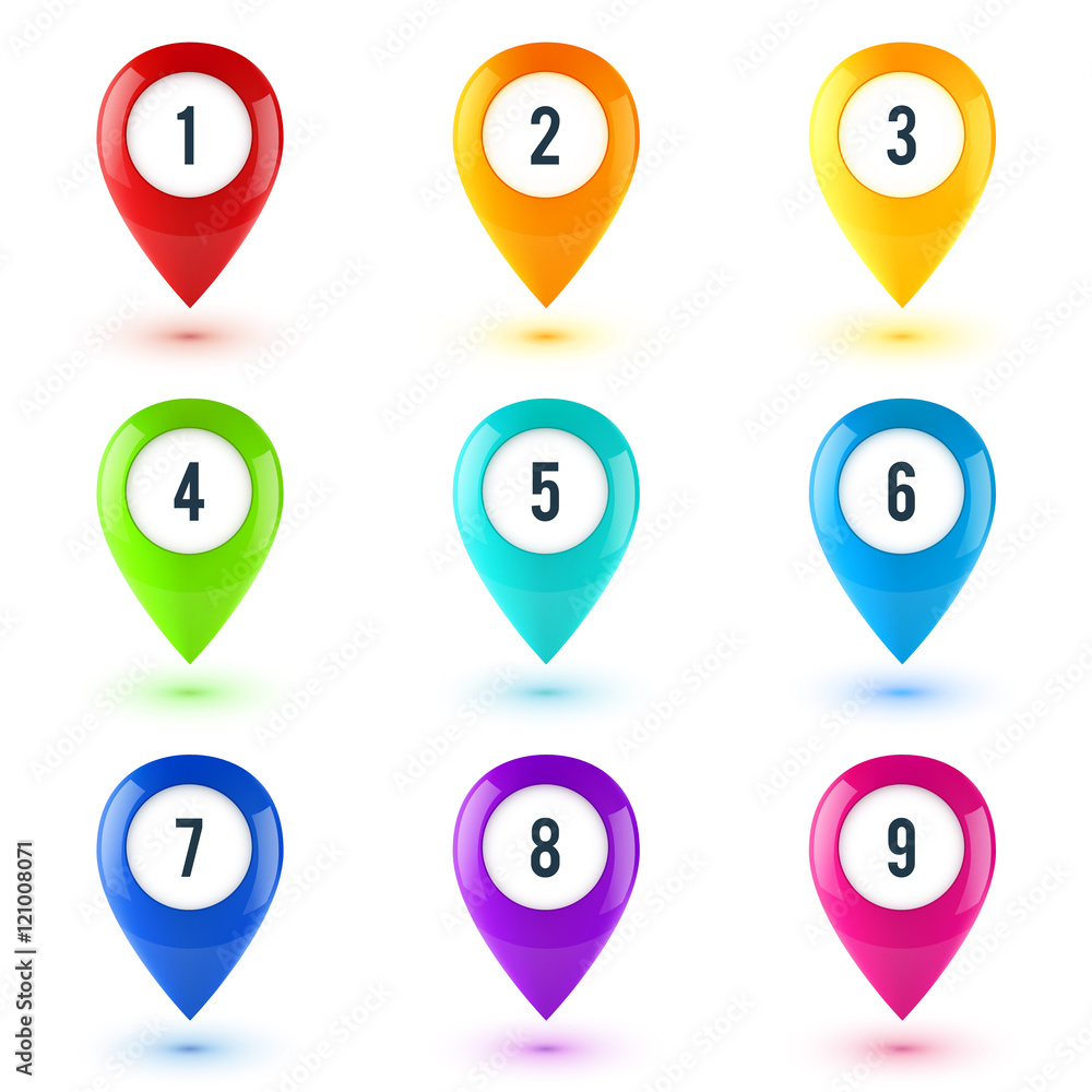 Colorful vector map point symbols set Stock Vector | Adobe Stock