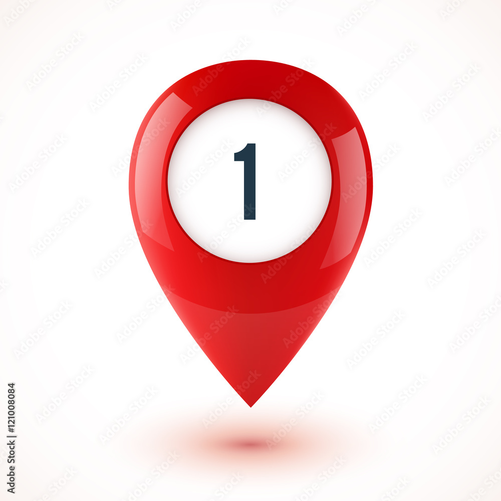 Red realistic 3D vector glossy map point symbol Stock Vector | Adobe Stock