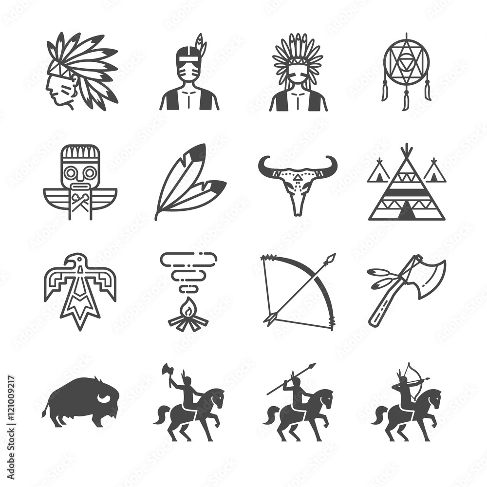 American Indian Tribe Icons Stock Vector | Adobe Stock