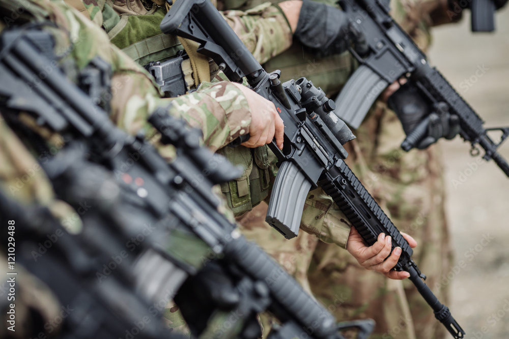 british police forces armed with sub-machine guns Stock Photo | Adobe Stock