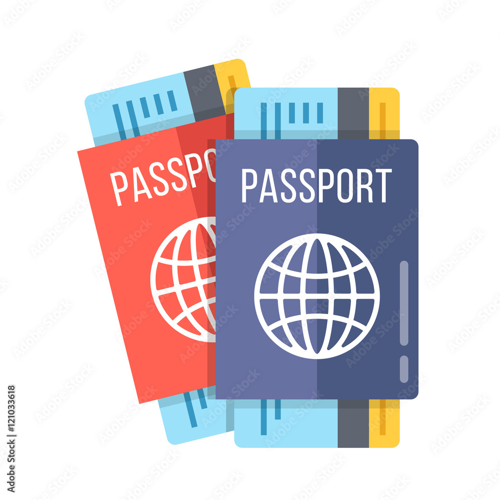 Two Passports And Boarding Passes 2 Different Red And Blue Passports
