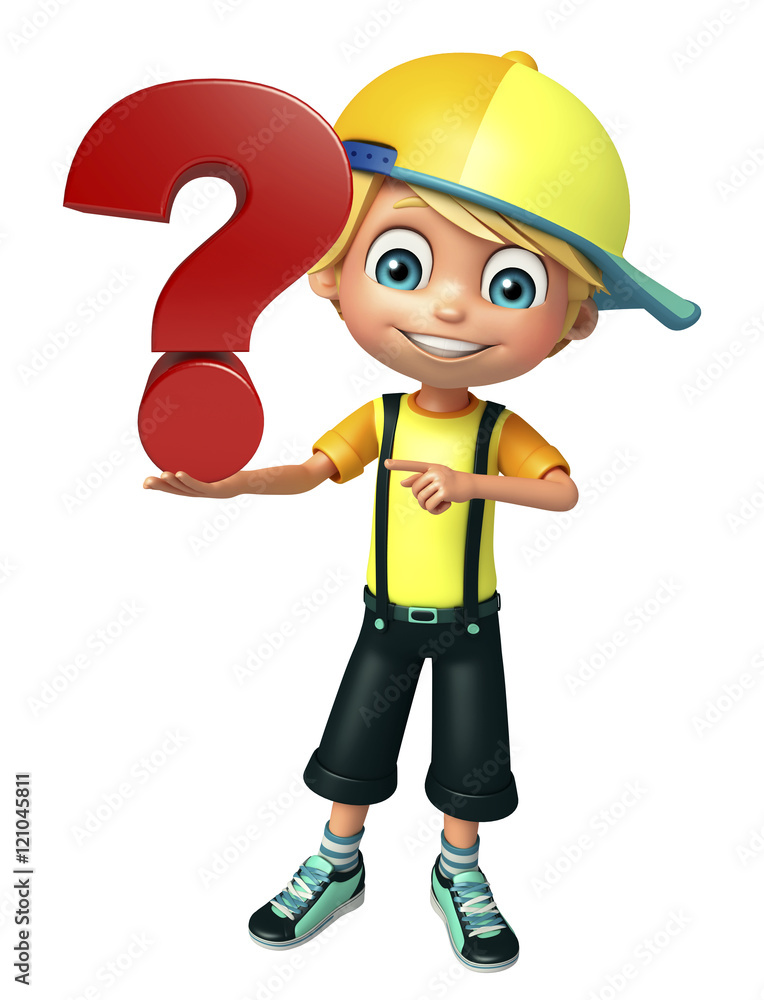 kid boy with question mark sign Stock Illustration | Adobe Stock