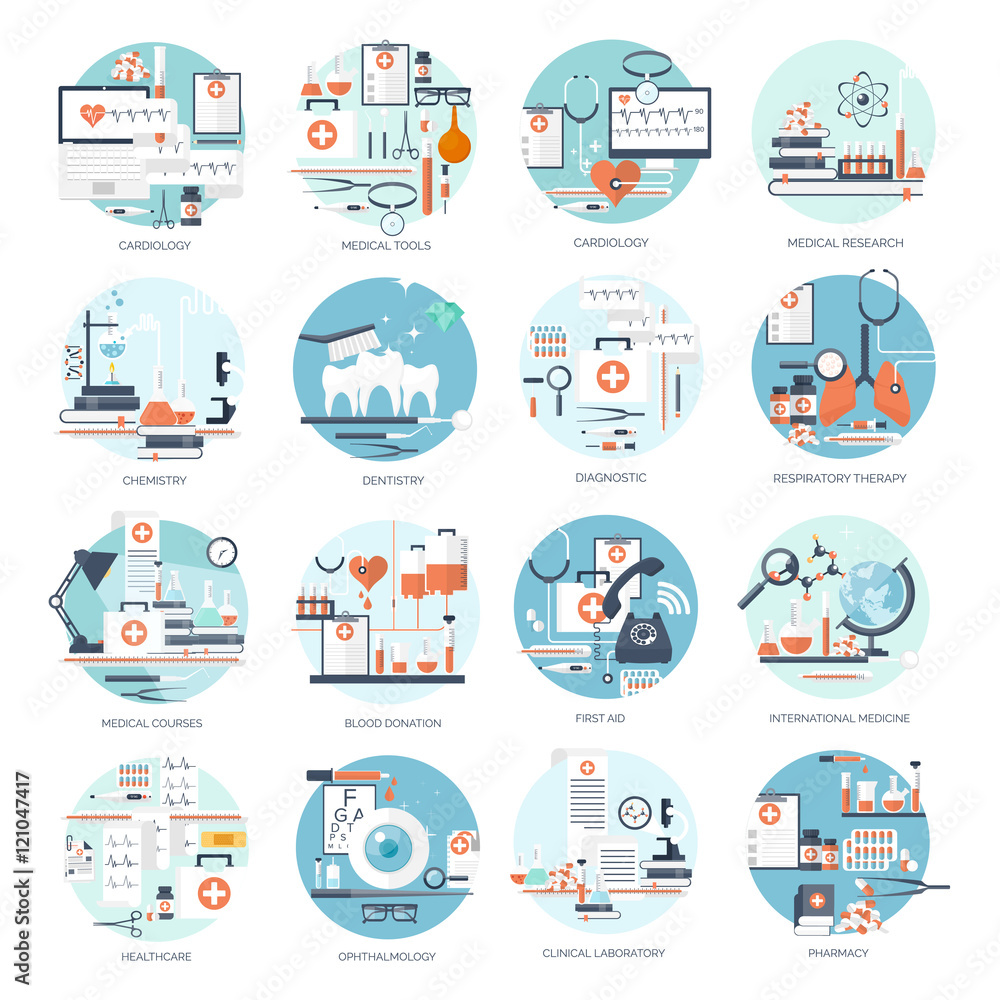 Vector illustration. Flat medical background. Health care,first aid ...