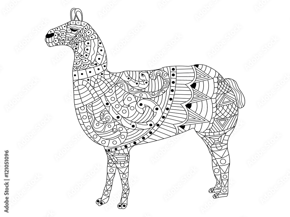 lama Coloring vector for adults Stock Vector | Adobe Stock