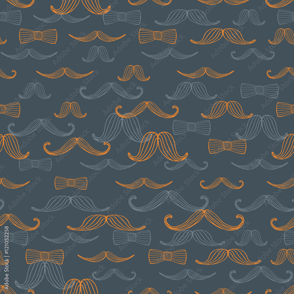 Vector seamless retro pattern, with mustache. Can be used for wallpaper ...