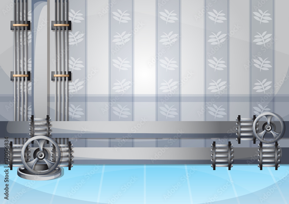 cartoon vector illustration water pipe wall with separated layers in 2d ...