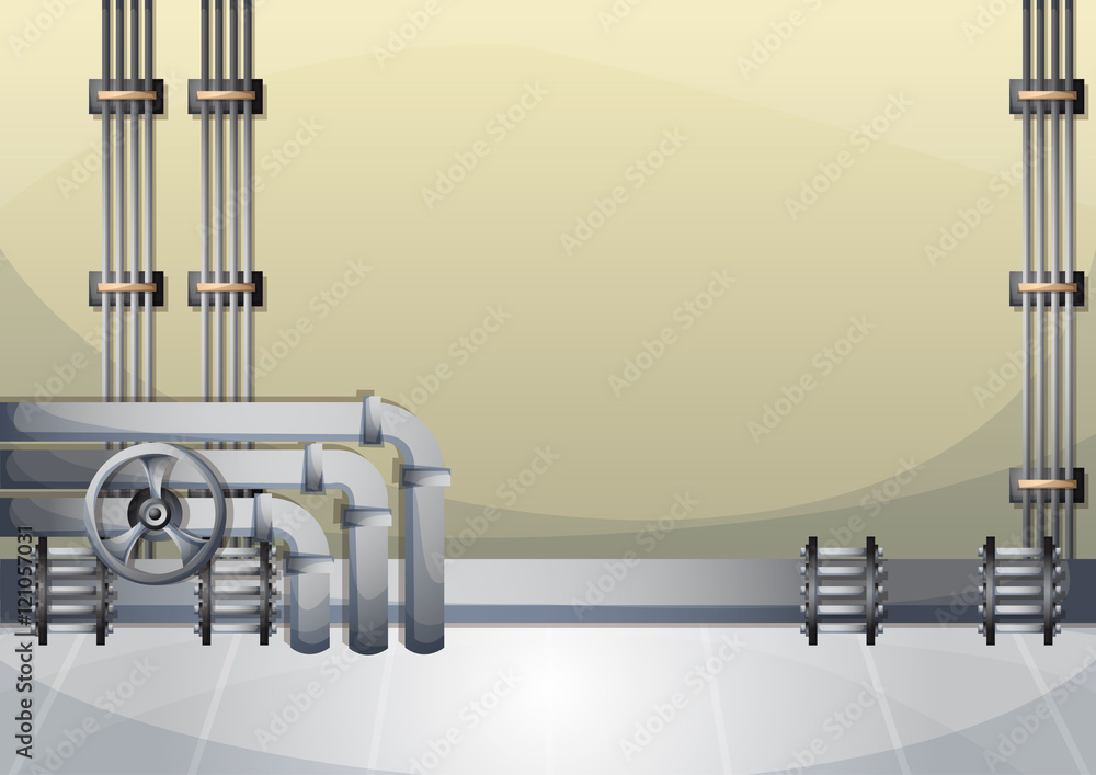 cartoon vector illustration water pipe wall with separated layers in 2d ...