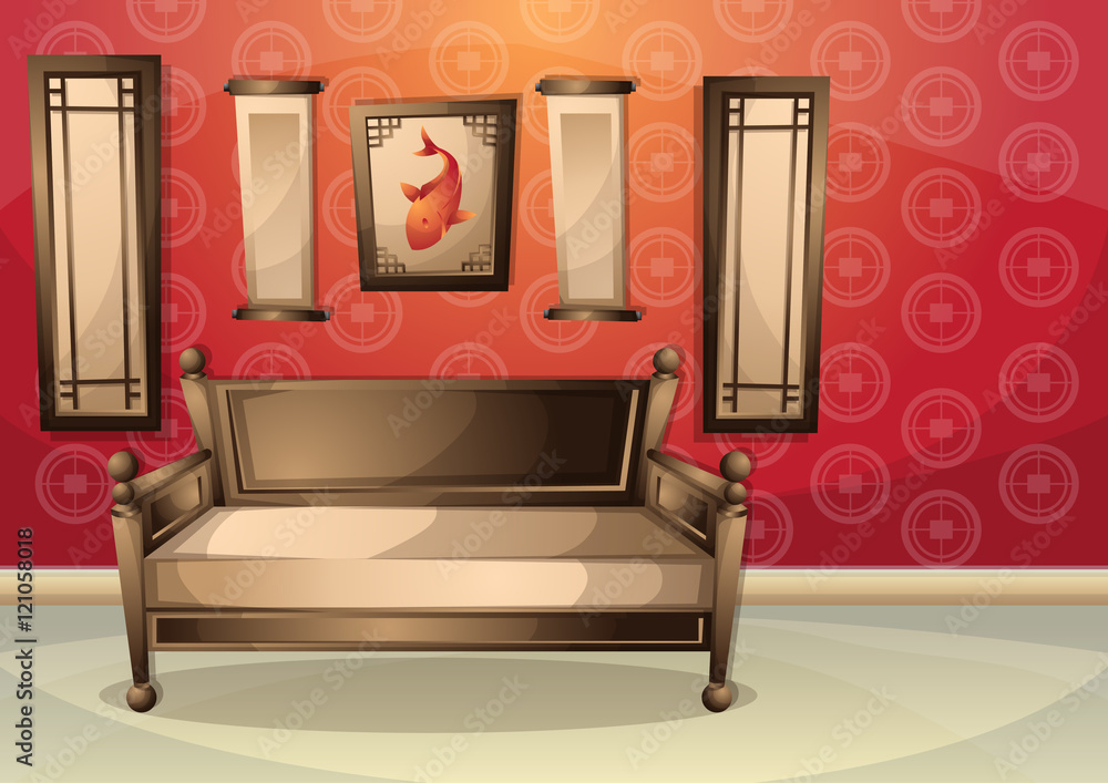 cartoon vector illustration interior chinese room with separated layers ...