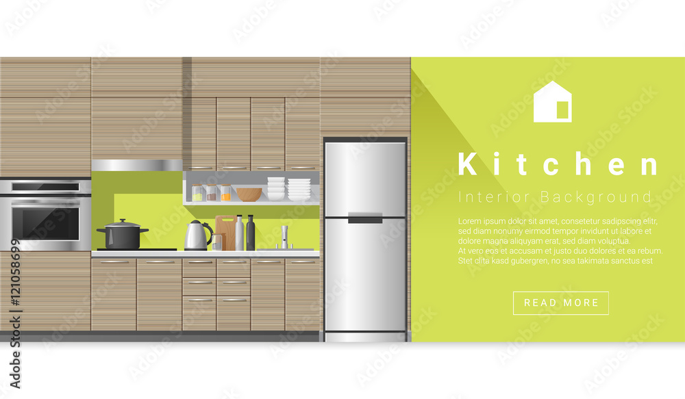 Interior design Modern kitchen background , vector, illustration Stock ...