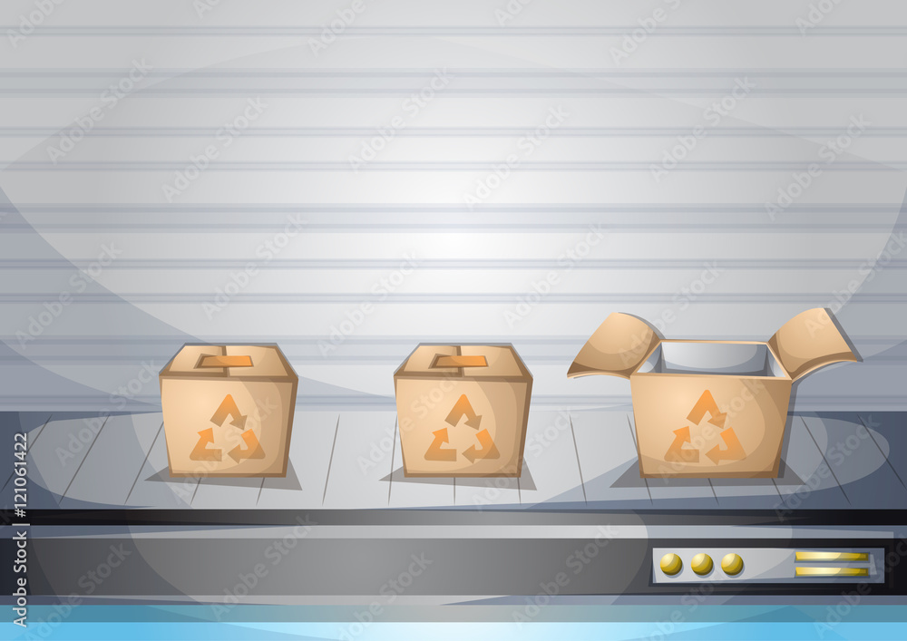 cartoon vector illustration interior factory room with separated layers ...