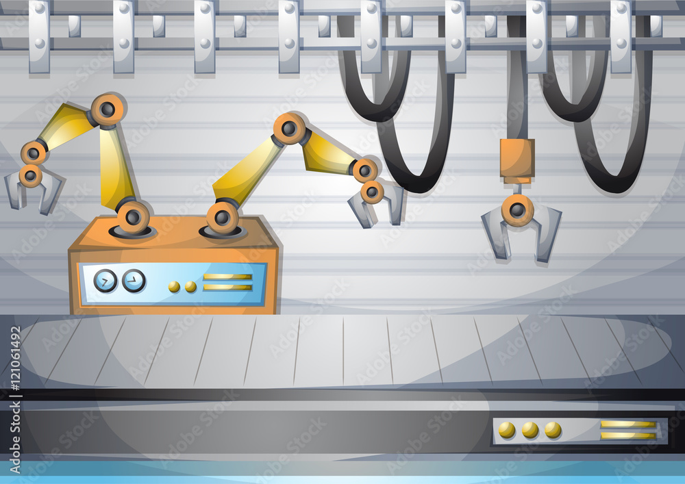 cartoon vector illustration interior factory room with separated layers ...
