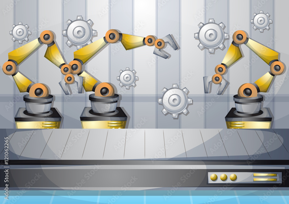 cartoon vector illustration interior factory room with separated layers ...