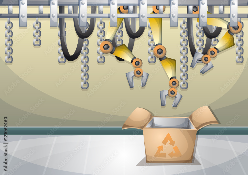 cartoon vector illustration interior factory room with separated layers ...