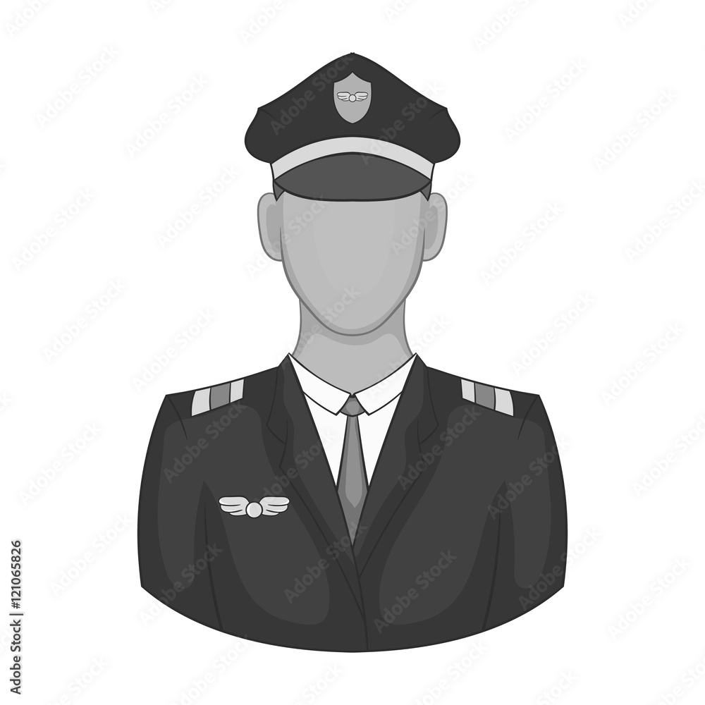 Pilot icon in black monochrome style isolated on white background ...