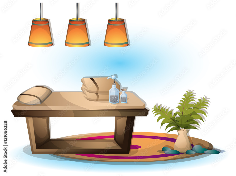 cartoon vector illustration interior spa room with separated layers in ...