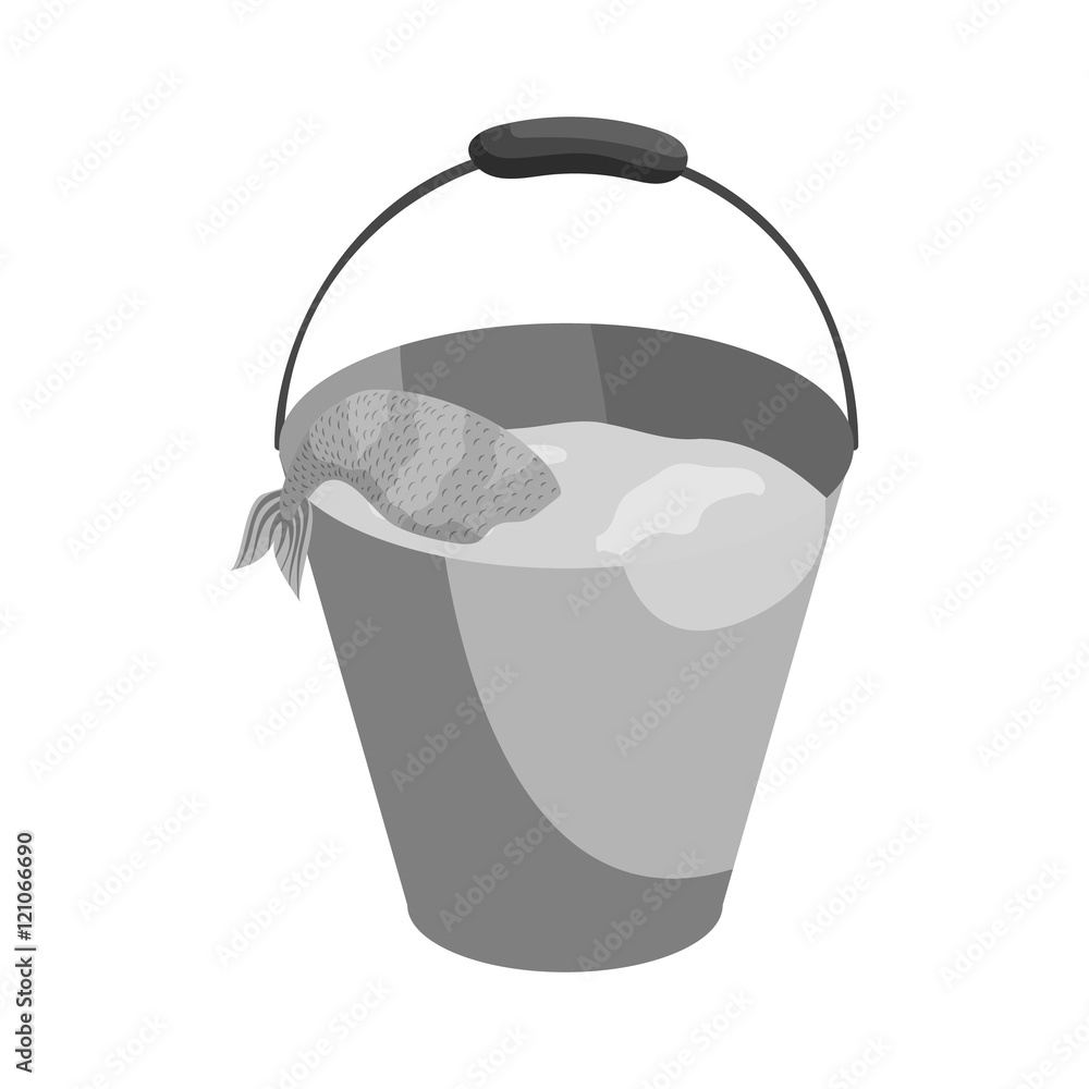 Bucket of fish icon in black monochrome style isolated on white ...