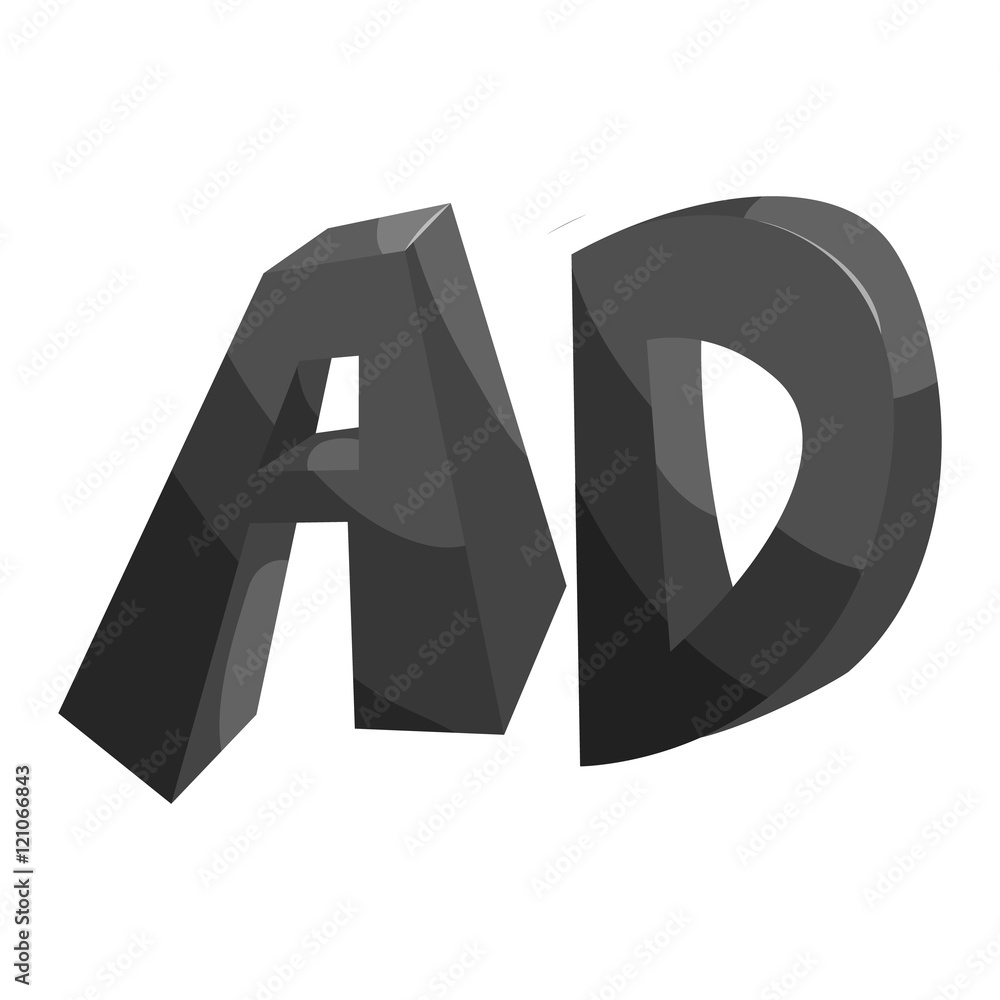 Initial letters ad icon in black monochrome style isolated on white ...