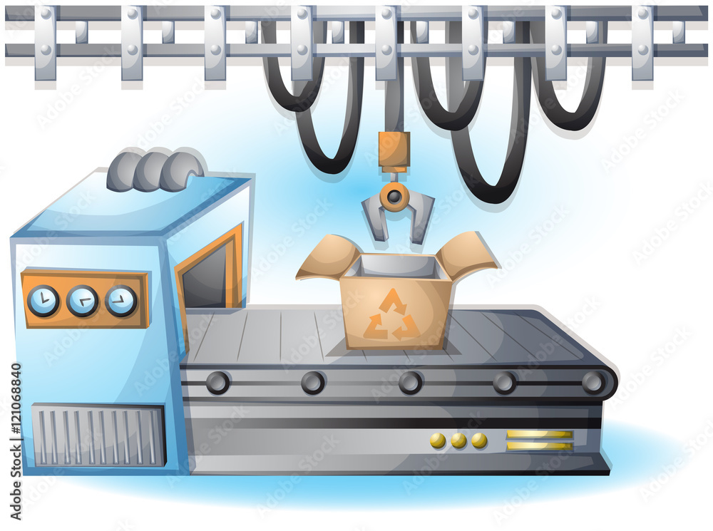 cartoon vector illustration interior factory room with separated layers ...