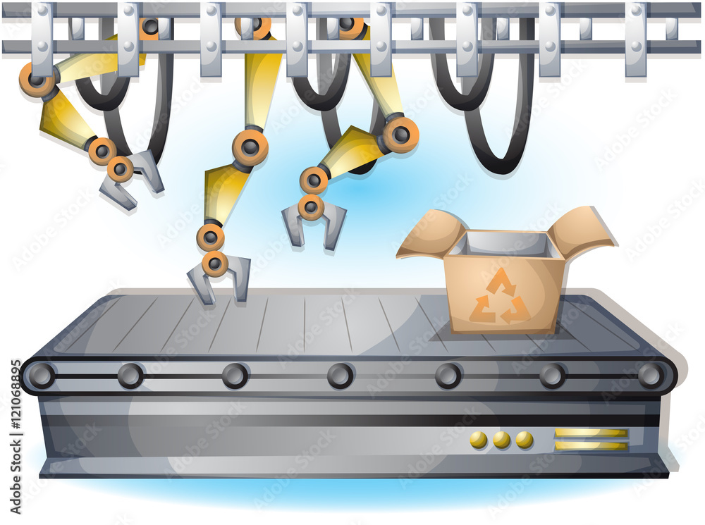 cartoon vector illustration interior factory room with separated layers ...