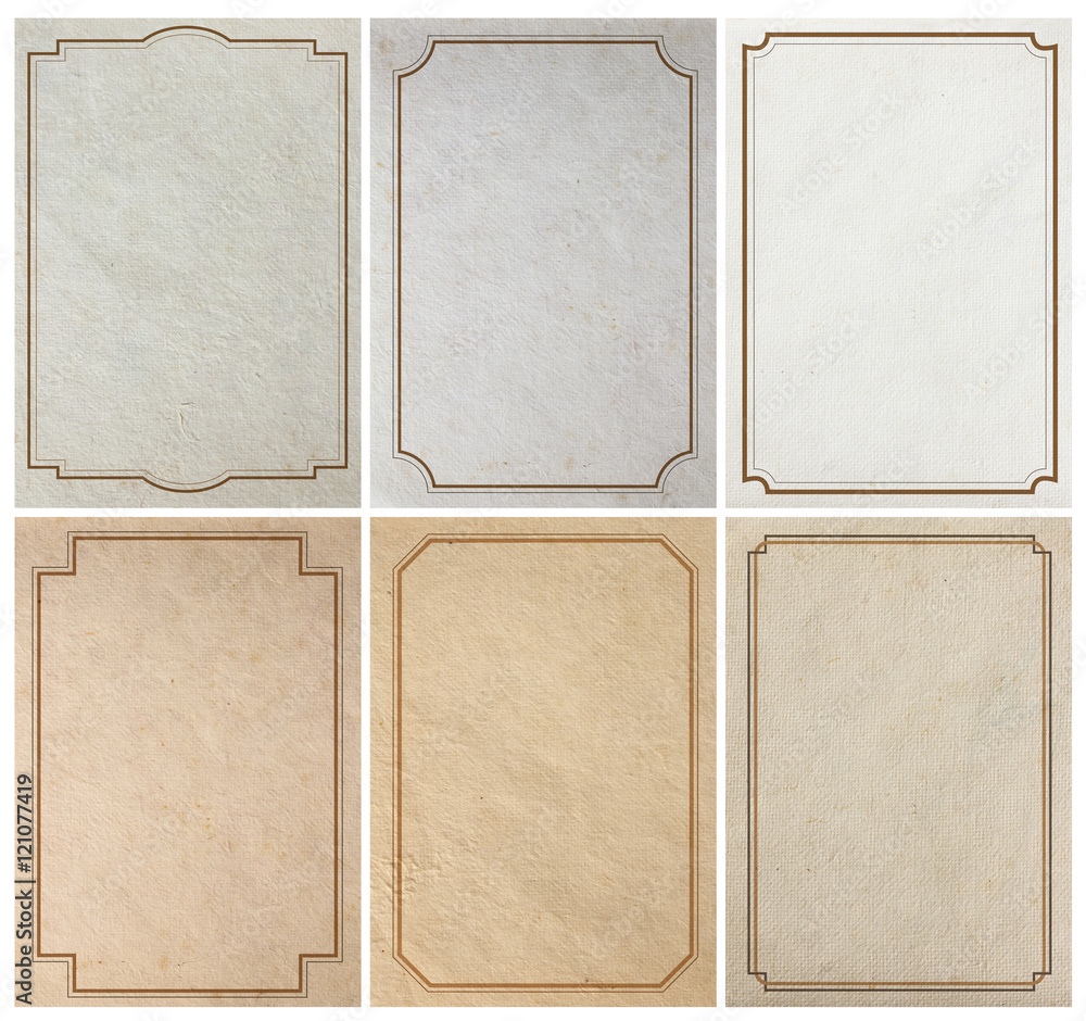 Old paper background texture with vintage frame border design Stock ...