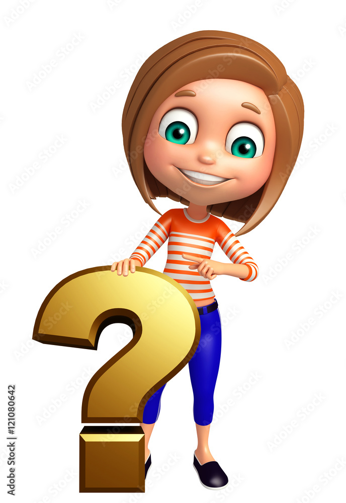 kid girl with Question mark sign Stock Illustration | Adobe Stock