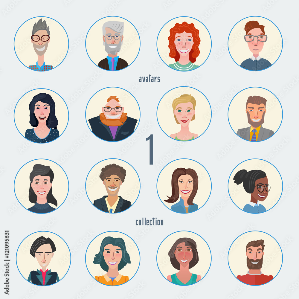 fun avatars collection Stock Vector | Adobe Stock