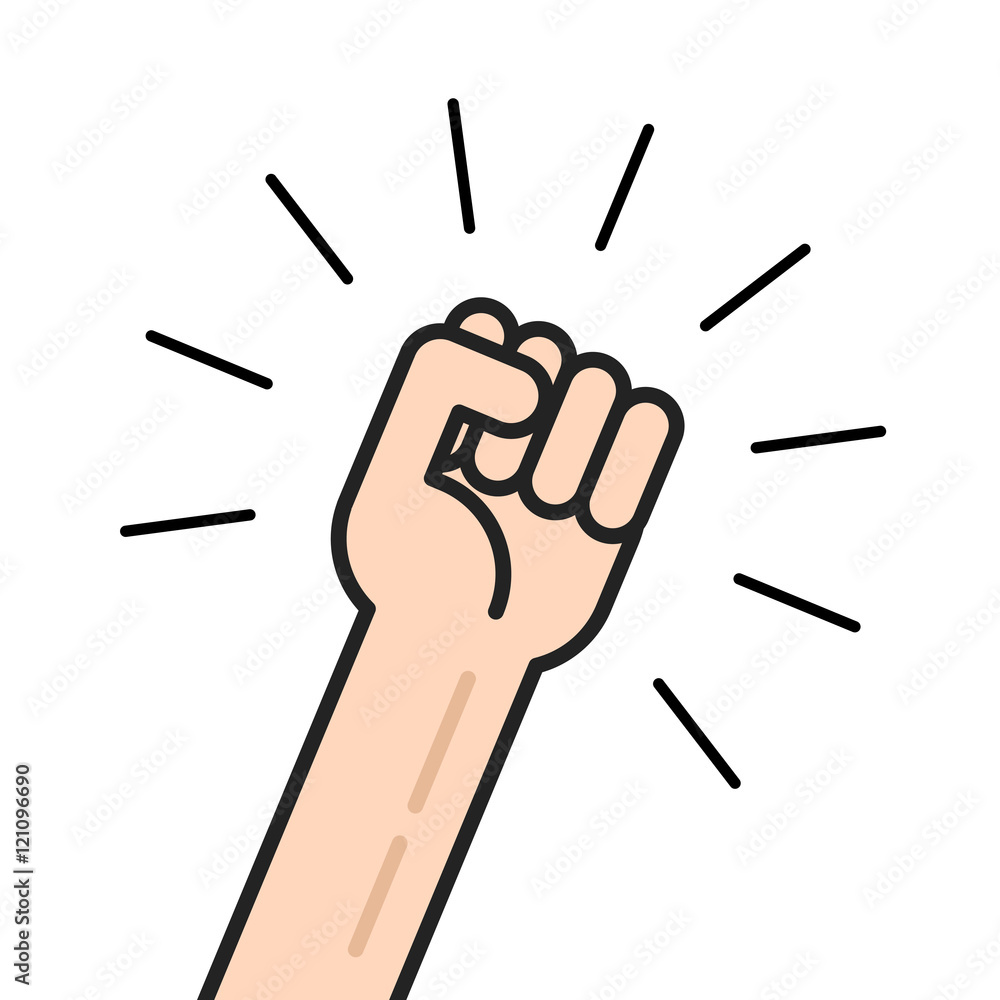 Fist vector icon isolated on white background, hand with shaking fist ...
