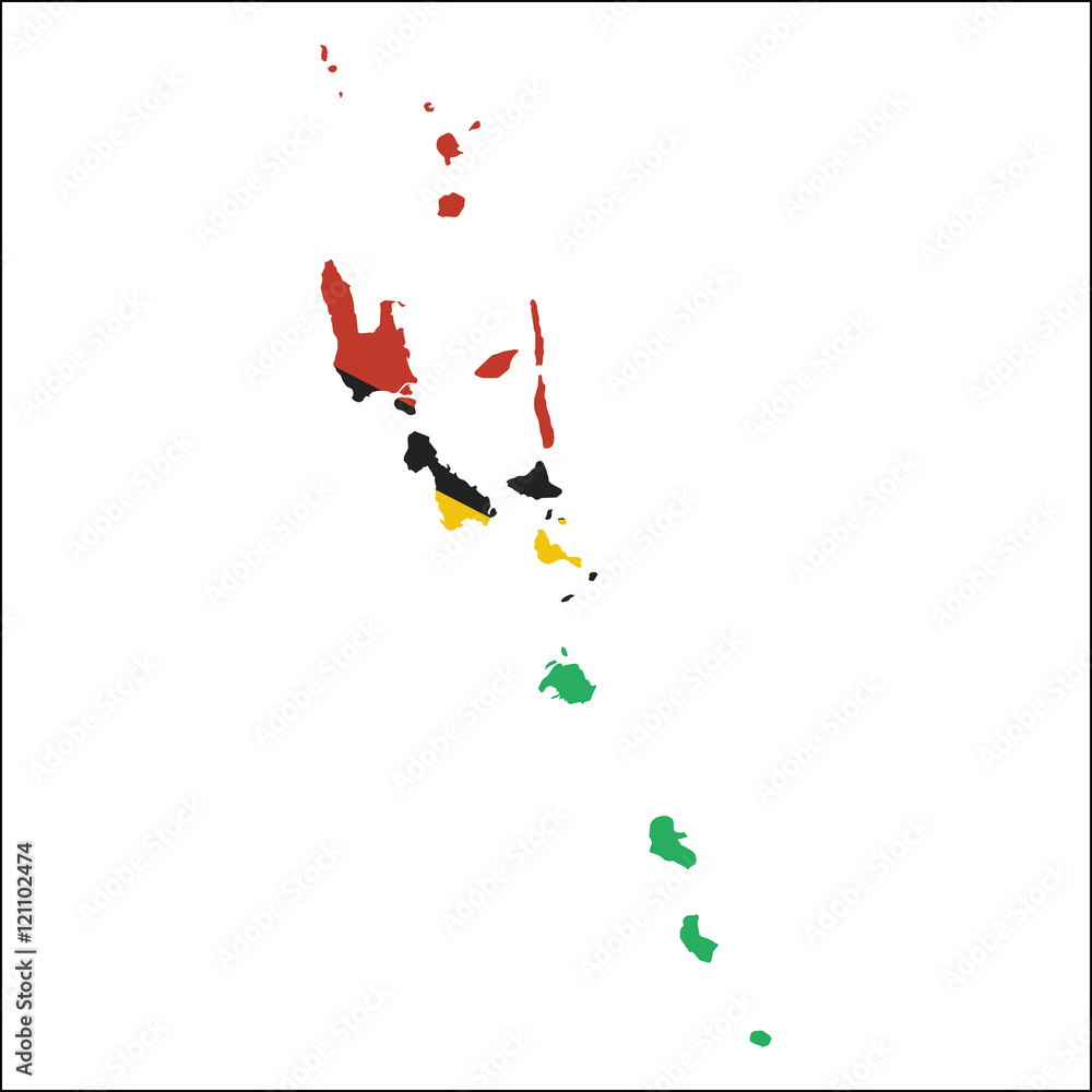 Vanuatu high resolution map with national flag. Flag of the country ...