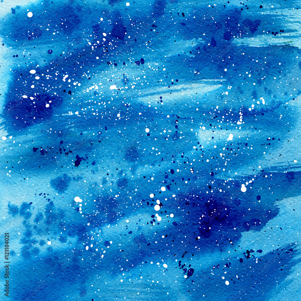 Hand drawn indigo blue watercolor abstract paint texture. Raster ...