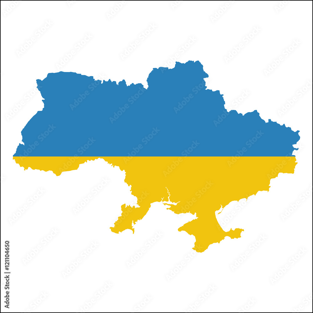 Ukraine high resolution map with national flag. Flag of the country ...