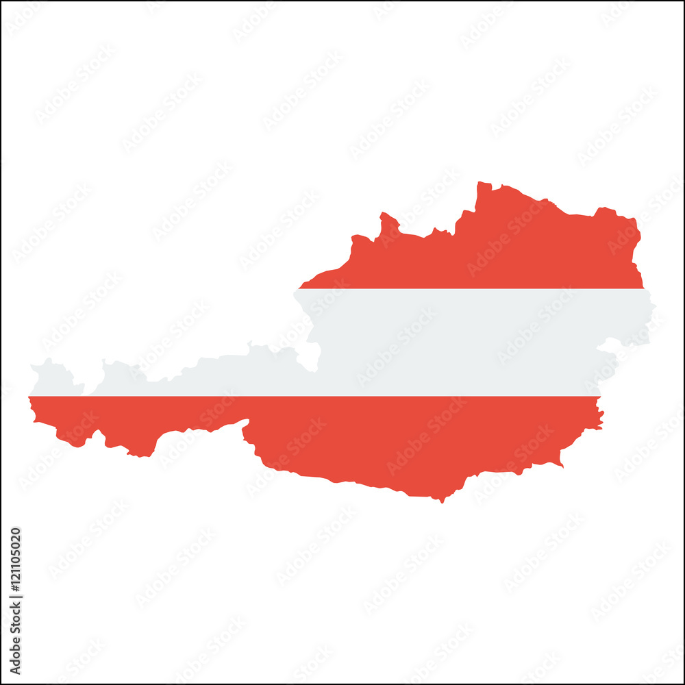 Austria high resolution map with national flag. Flag of the country ...